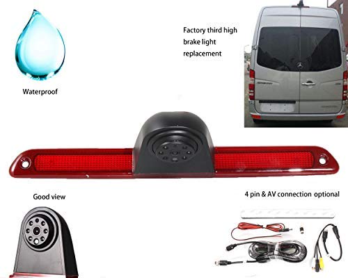 RED WOLF Car Third High 3RD Brake Light Reverse Backup Camera for Mercedes-Benz Sprinter/Dodge Sprinter/VW Crafter Vans 2007-2018 Standard RCA Connector Car Rear View Roof Top Mount