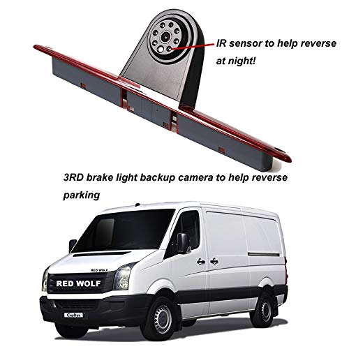 RED WOLF Car Third High 3RD Brake Light Reverse Backup Camera for Mercedes-Benz Sprinter/Dodge Sprinter/VW Crafter Vans 2007-2018 Standard RCA Connector Car Rear View Roof Top Mount