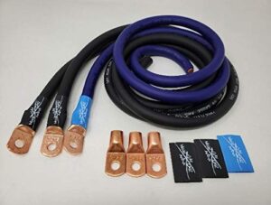 sky high oversized 1/0 gauge ofc awg big 3 upgrade blue/black electrical wiring