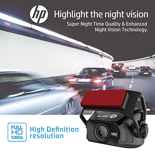 HP F650 Full HD 1080P Dash Cam, Built-in G-Sensor, 2" LCD 150° Wide Angle dashcam, Night Vision Car Dash Camera, Single Front Mini Dash Camera for Cars