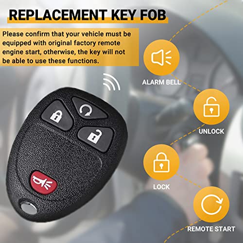 Key Fob Keyless Entry Remote Compatible with Chevrolet Silverado Avalanche Captiva Equinox Express Suburban Tahoe Traverse, GMC Sierra Acadia Savana Yukon, 4 Buttons Replacement OUC60221, OUC60270