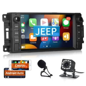 android car stereo for jeep wrangler stereo chrysler dodge with wireless apple carplay bluetooth 7 inch touch screen jeep car radio with wifi gps navigation mirror link fm radio + backup camera