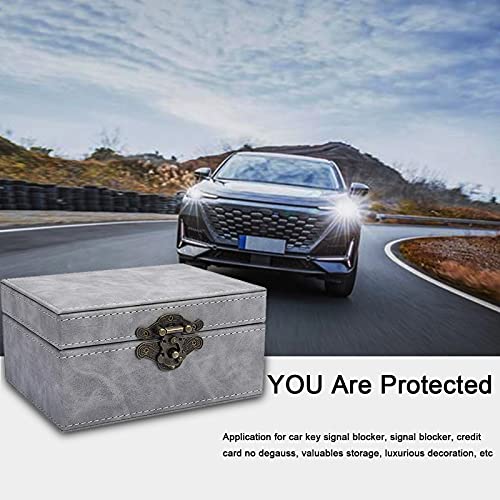 JIANWEI Car Key Signal Blocker Box, Security Faraday Pouch Cage RFID Box, Anti Theft Signal Blocking, Faraday Bag Key Fob Protector for Car Key(Grey)