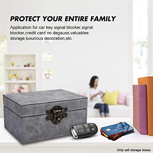 JIANWEI Car Key Signal Blocker Box, Security Faraday Pouch Cage RFID Box, Anti Theft Signal Blocking, Faraday Bag Key Fob Protector for Car Key(Grey)