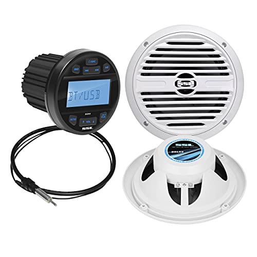 Sound Storm Laboratories SGR3.62 Weatherproof Marine Gauge Receiver and Speaker Package - IPX6 Rated Receiver, Bluetooth, USB, AM/FM Tuner, No CD Player, 6.5 Inch 2-Way Speakers x 2, Dipole Antenna