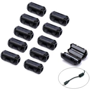 clip-on noise filter,vskey [10pcs 3mm] anti-interference high-frequency ferrite core choke clip for telephones,tvs,speakers,radio,audio equipment noise suppressor (3mm inner diameter)