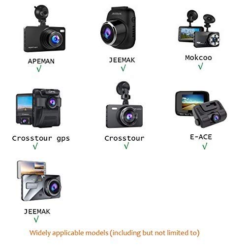 QveeQ Dash Cam Suction Cup Mount Compatible with Crosstour, APEMAN, YI 2.7", Z-Edge Z3 3" and Most Other Dash Cam with 16 Different Points, 3 x Glue Double Sided Adhesive Tapes, 3 Wipes(Dry and Wet)