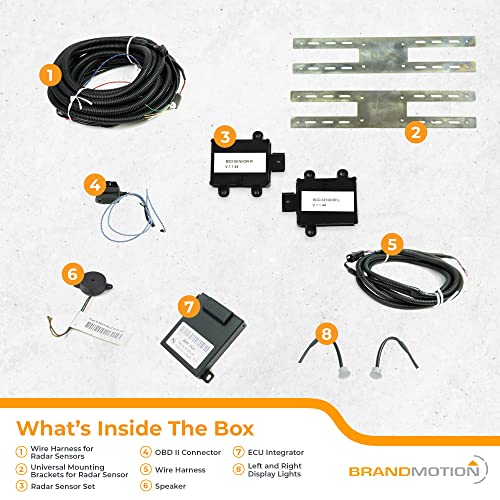 Brandmotion Radar Blind Spot System with Cross Traffic Detection RDBS-1500 | Seamless Integration | Lane Change Assist | 40ft Range Radar | Audible / Visual Driver Alert for Vehicles 2007 and Newer