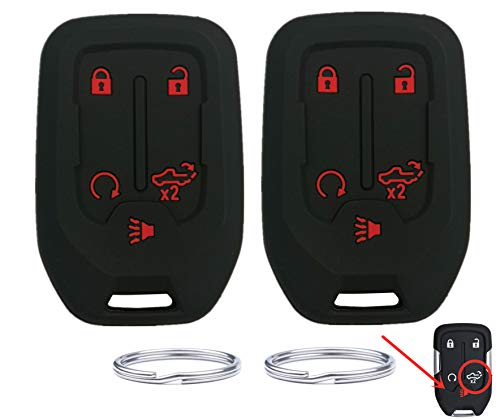 KAWIHEN Silicone Key Fob Cover Compatible with for 2019 2020 2021 Chevrolet Chevy Silverado 1500 2500HD 3500HD GMC Sierra 1500 2500HD 3500HD HYQ1EA 13529632 13591396