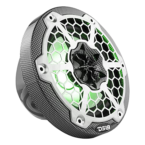 DS18 Hydro CF-65M - High End Carbon Fibre Coaxial Speaker Pair - 2-Way Marine Speaker w/Integrated RGB Lights - 375 Watt - 100% UV Stable - Water Resistant Speakers - 6.5 Inches