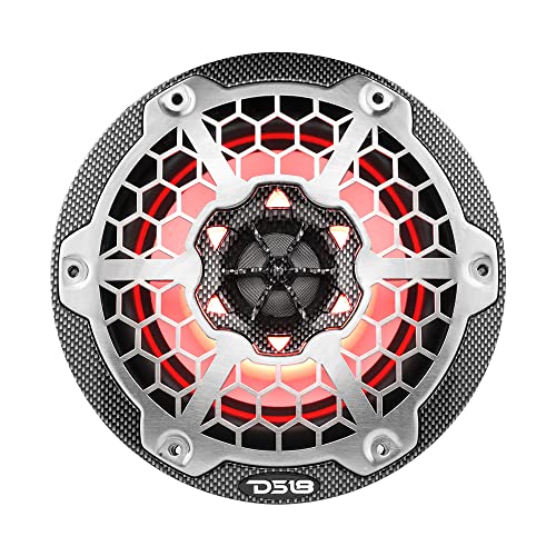 DS18 Hydro CF-65M - High End Carbon Fibre Coaxial Speaker Pair - 2-Way Marine Speaker w/Integrated RGB Lights - 375 Watt - 100% UV Stable - Water Resistant Speakers - 6.5 Inches