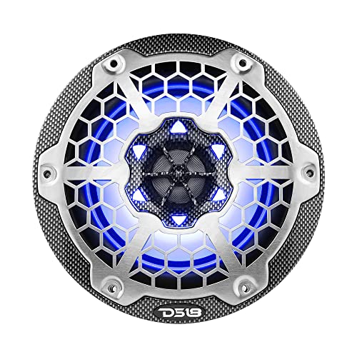 DS18 Hydro CF-65M - High End Carbon Fibre Coaxial Speaker Pair - 2-Way Marine Speaker w/Integrated RGB Lights - 375 Watt - 100% UV Stable - Water Resistant Speakers - 6.5 Inches