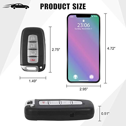 PERSUPER Key Fob Fit for Hyundai 2012-2013 Elantra, 2011-2014 Sonata, Azera, 2009-2014 Genesis Smart Remote Compatible with Kia 2011-2013 Optima, 2011-2013 Soul (SY5HMFNA04) 2015 Sonata Hybird