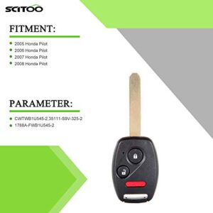 SCITOO 1pc 3 Buttons Key Fob Keyless Entry Remote fit for Honda for Pilot 2005-2008 35111-S9V-325-2 1788A-FWB1U545-2 433Mhz