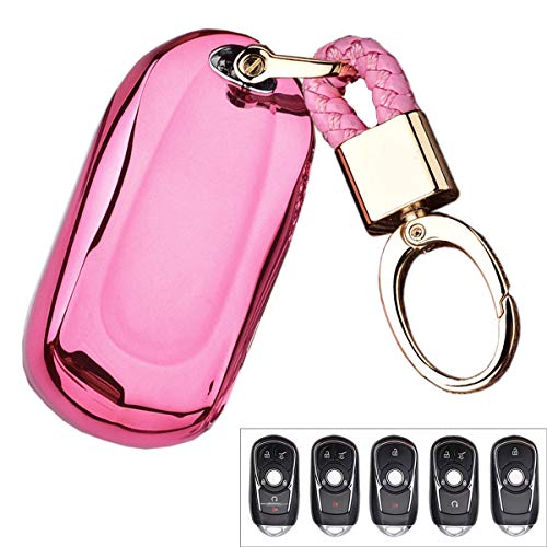 Royalfox(TM) Luxury girly 2 3 4 5 Buttons TPU Smart keyless Remote Key Fob case Cover for Buick Verano Regal Lacross Encore Envision Enclave Cascada GL8 2015 2016 2017 2018 2019 2020 Accessories(Pink)