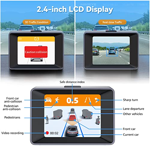 MINIEYE AI Collision Avoidance Device - 1944P Smart Dash Cam with ADAS, 140° Wide Angle Front Dash Camera with Sony Starvis Sensor, Collision, Lane Departure Warning, Night Vision, APP OTA Update