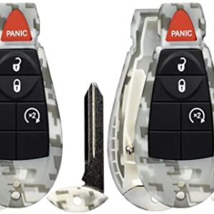 2x New Camouflage Keyless Entry 4 Buttons Remote Start Car Key Fob SHELL/CASE M3N5WY783X, IYZC01C 56046707AE Compatible with Town Country Challenger Charger Durango Grand Caravan Journey & Ram