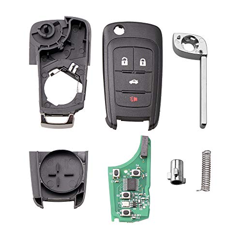 Keyless Remote 4 Button Flip Car Key Fob for Equinox Verano Sonic and Other Vehicles That Use FCC OHT01060512