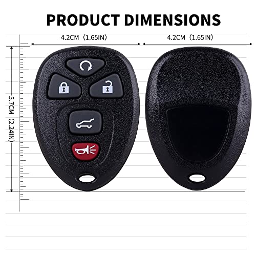 Car Key Fob Replacement for 2007-2016 Chevy Suburban Tahoe Traverse / 2008 Cadillac Escalade SRX / 2017 Buick Enclave / 2016 GMC Acadia Yukon FCC ID:OUC60270 OUC60221 (5Btn 2 Pcs)