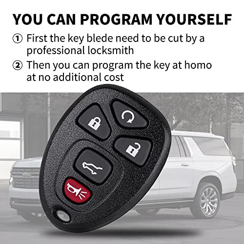 Car Key Fob Replacement for 2007-2016 Chevy Suburban Tahoe Traverse / 2008 Cadillac Escalade SRX / 2017 Buick Enclave / 2016 GMC Acadia Yukon FCC ID:OUC60270 OUC60221 (5Btn 2 Pcs)