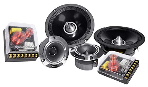 Rockville Pair X6.5C Competition 6.5" 1000W Component Speakers/Titanium Tweeters, black,silver