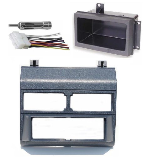 Blue Complete Single Din Dash Kit + Pocket Kit + Wire Harness + Antenna Adapter Compatible with GMC Chevrolet Select 1988-1996