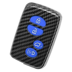 huwandj smart key fob case cover compatible with scion frs for subaru brz crosstrek forester wrx for toyota avalon camry corolla highlander prius rav4 sequoia venza 2 3 4 button carbon fiber blue