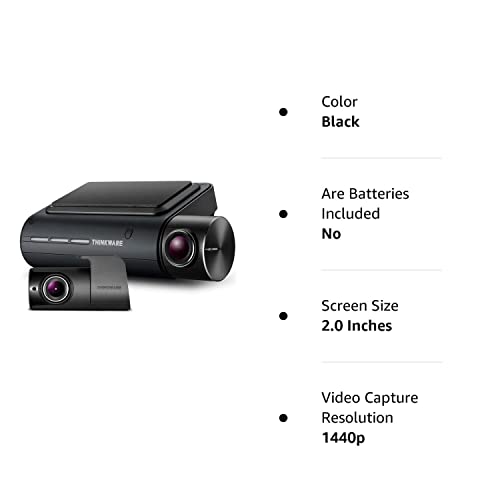 THINKWARE Q800PRO Dual Dash Cam Front and Rear Camera for Cars, 1440P, Dashboard Camera Recorder with G-Sensor, Car Camera w/Sony Sensor, Parking Mode, WiFi, GPS, Night Vision, Loop Recording, 32GB