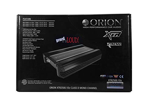 Orion XTR2500.1DZ Monoblock Class D High Performance Amplifier with Remote Subwoofer Level Control, 2500W RMS