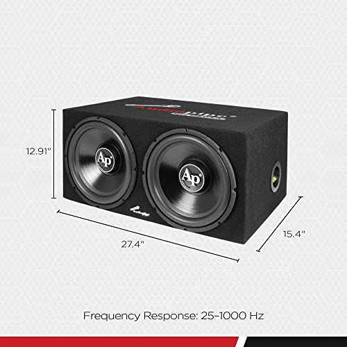 Audiopipe APSB-1299PP Dual 12 Inch Car Audio Subwoofer Speakers and Sealed Enclosure, 2 Channel 500 Watt Amplifier, and Wire Installation Kit