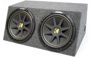 kicker bundle compatible with universal vehicle 43c124 dual 12″ loaded sub box enclosure