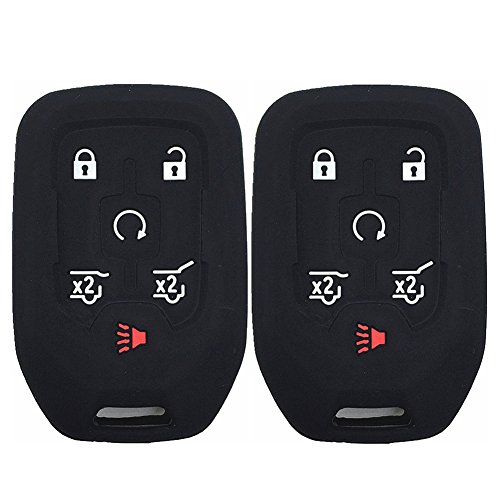 Ezzy Auto A Pair Black Silicone Key Fob Case Key Covers Key Jacket Skin Protector fit for 2015 2016 Suburban GMC Yukon