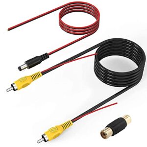 backup camera cable, rca car reversing video cable with female coupler, 20ft rca male to male plug car reverse rear view parking extension cable with detection trigger wire rfadapter for camera