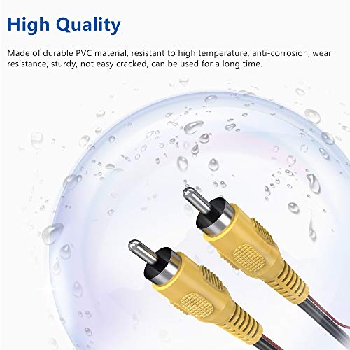 Backup Camera Cable, RCA Car Reversing Video Cable with Female Coupler, 20ft RCA Male to Male Plug Car Reverse Rear View Parking Extension Cable with Detection Trigger Wire RFAdapter for Camera