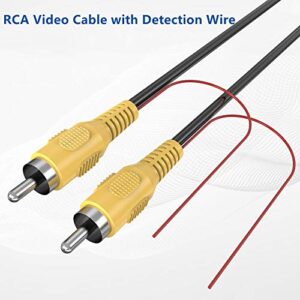 Backup Camera Cable, RCA Car Reversing Video Cable with Female Coupler, 20ft RCA Male to Male Plug Car Reverse Rear View Parking Extension Cable with Detection Trigger Wire RFAdapter for Camera