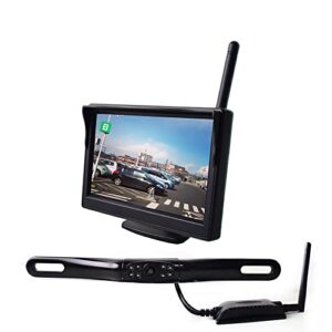 wireless backup camera monitor 5″ tft lcd monitor license plate backup camera 180° viewing angle 8 led night vision for car truck rv camper vans trailer