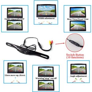 Wireless Backup Camera Monitor 5" TFT LCD Monitor License Plate Backup Camera 180° Viewing Angle 8 LED Night Vision for Car Truck RV Camper Vans Trailer