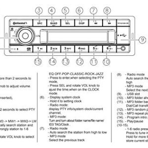 VDO Continental TR7412UB-OR European Style 12v Radio Orange Display Bluetooth (Renewed)