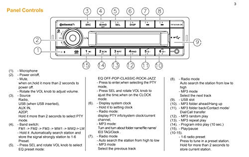 VDO Continental TR7412UB-OR European Style 12v Radio Orange Display Bluetooth (Renewed)