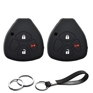 2pcs compatible with toyota remote head 3 buttons gq4-29t black silicone fob key case cover protector keyless remote holder for 2006-2018 toyota 4runner corolla matrix rav4 venza yaris, scion iq tc xb