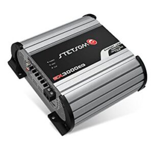 Stetsom EX 3000 EQ 1 Ohm Mono Car Audio Amplifier, 3000.1 3K Watts RMS, 1Ω Stable Full Range HD Sound Quality MD Crossover HPF LPF Bass Boost Front Rear Bridge Speaker