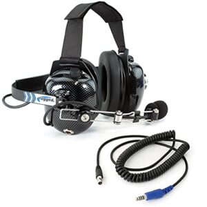 rugged carbon fiber behind the head headset and adaptor cable for intercoms – features 5-pin to off road coil cord and volume control knob 3.5mm input jack