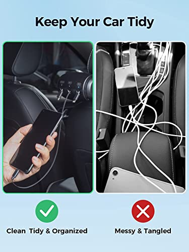 Multi-Car Retractable Backseat 3 in 1 Car Charging Station Box Compatible with All Phones/iPhone/Samsung/Android, Backseat Passengers | Share Rid