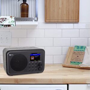 Ocean Digital WR-336F Wi-Fi Internet FM Radio Portable with Rechargeable Battery Bluetooth Receiver 2.4’’Color Display 4 Preset Buttons Stress Relief Relaxation Sleep Aid Wooden Housing Black