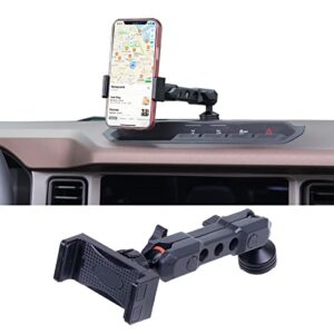 rerpro dash phone mount holder for 2021 2022 2023 new ford bronco 2/4 door interior accessories dashboard cell phone stand 360° adjustable smartphone bracket black