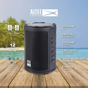 Altec Lansing HydraMotion Wireless Bluetooth Speaker with 360 Degree Sound, Portable IP67 Waterproof for Outdoors, Shockproof, Snowproof, Everything Proof, 12 Hour Playtime (Black)