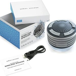 Johns Avenue Bluetooth Shower Speaker Newest Version 5.0 - Certified Waterproof - Wirelessly Pairs Easily to All Your Bluetooth Devices - with White Gift Box