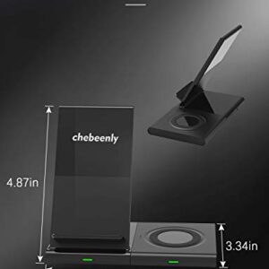 Wireless Charger, Fast Wireless Charging Stand, 2-in-1 Wireless Charging Station Dock for iPhone 14/13/12/11/Pro/Max/X/Xs/XR/AirPods2, Samsung Galaxy Note/Watch/Buds