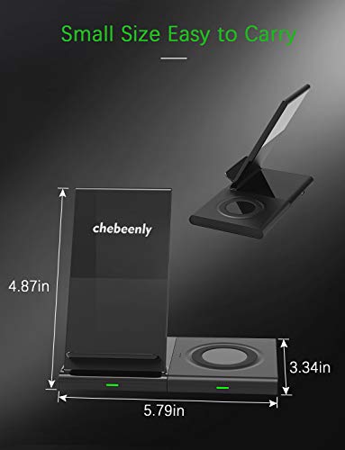 Wireless Charger, Fast Wireless Charging Stand, 2-in-1 Wireless Charging Station Dock for iPhone 14/13/12/11/Pro/Max/X/Xs/XR/AirPods2, Samsung Galaxy Note/Watch/Buds