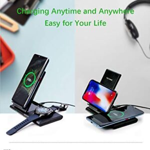 Wireless Charger, Fast Wireless Charging Stand, 2-in-1 Wireless Charging Station Dock for iPhone 14/13/12/11/Pro/Max/X/Xs/XR/AirPods2, Samsung Galaxy Note/Watch/Buds